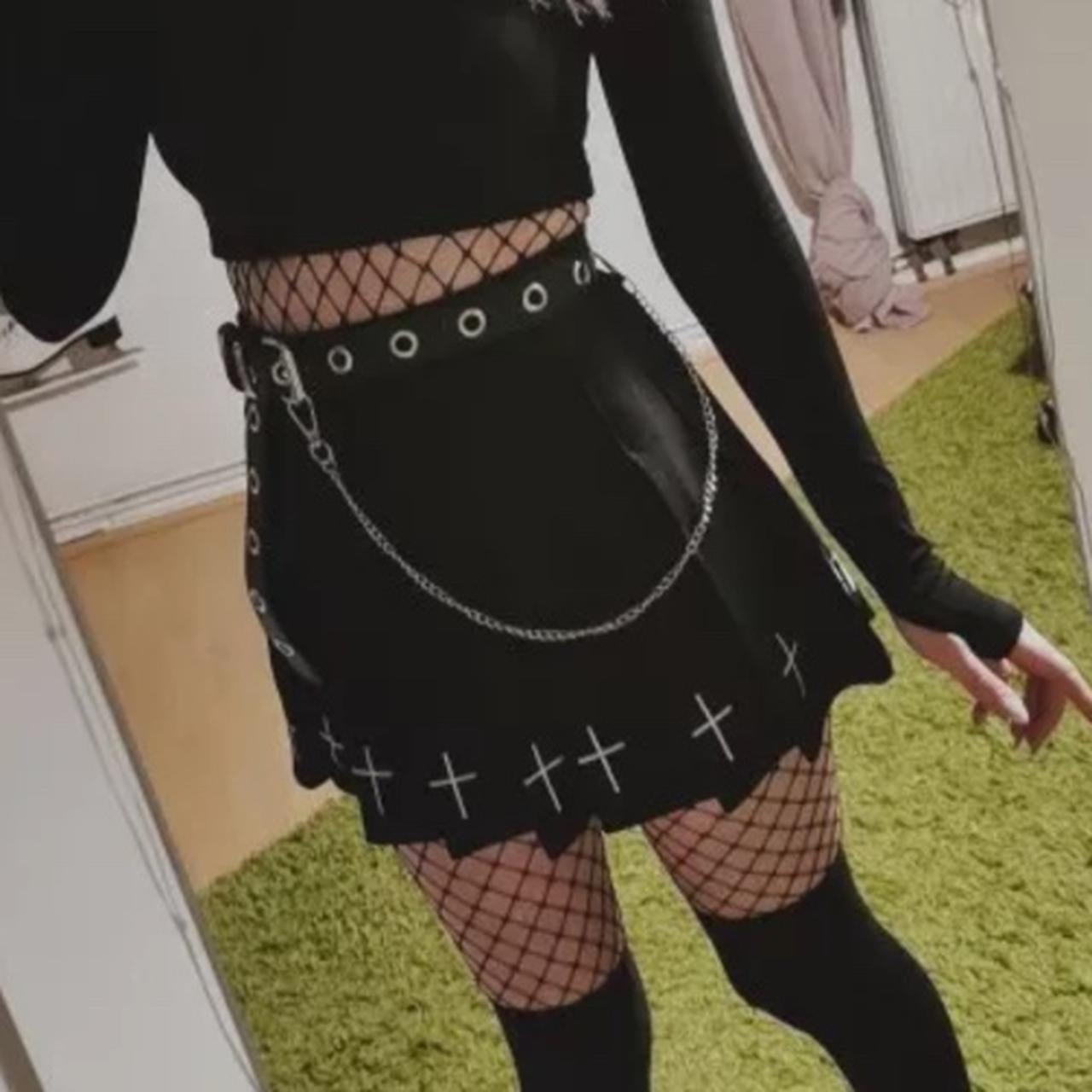 Pleated gothic mini tennis skirt pleated skirt... - Depop