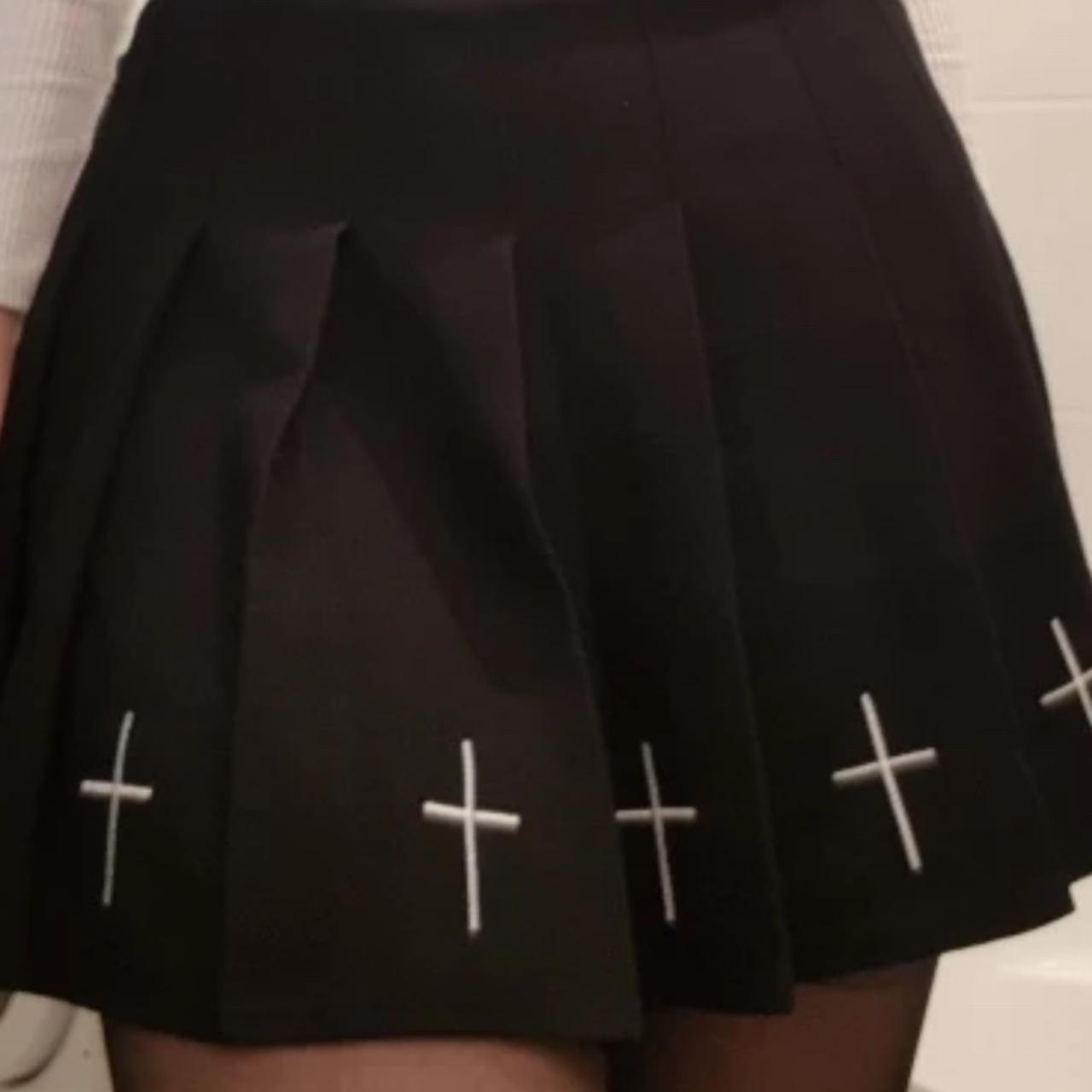 Pleated gothic mini tennis skirt pleated skirt... - Depop