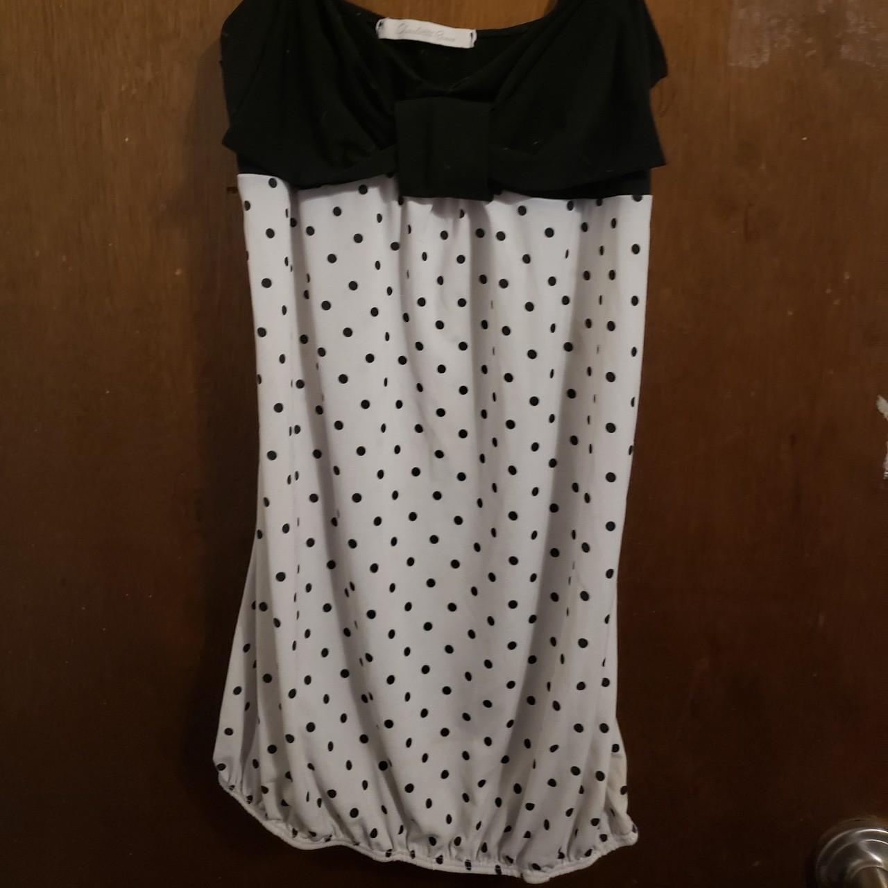 Black and White Polka Dot spaghetti strap... - Depop