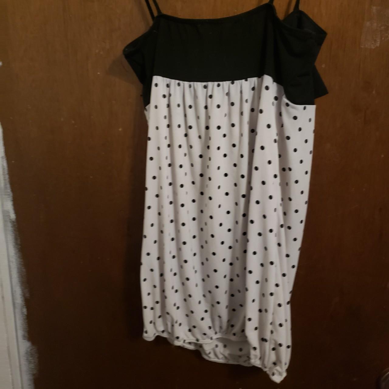 Black and White Polka Dot spaghetti strap... - Depop