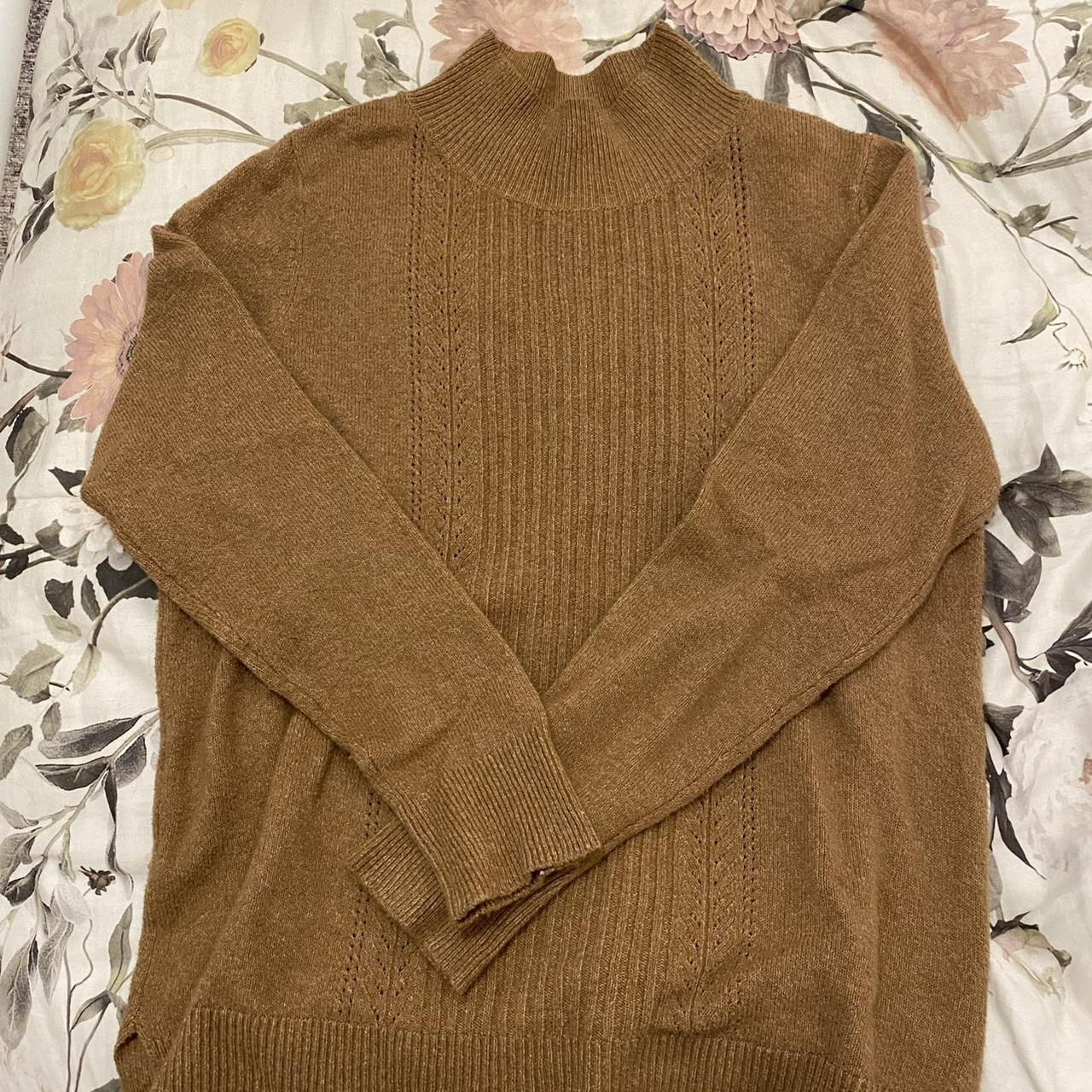 caramel colored brown sweater super thin!!! long... - Depop