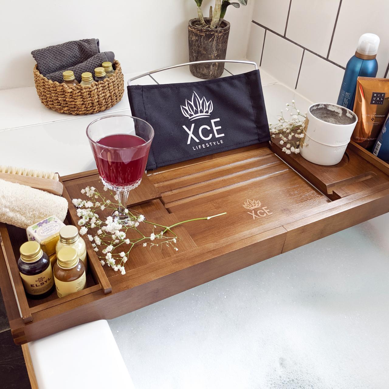 Luxurious Bamboo Extendable Bathtub Bridge... - Depop