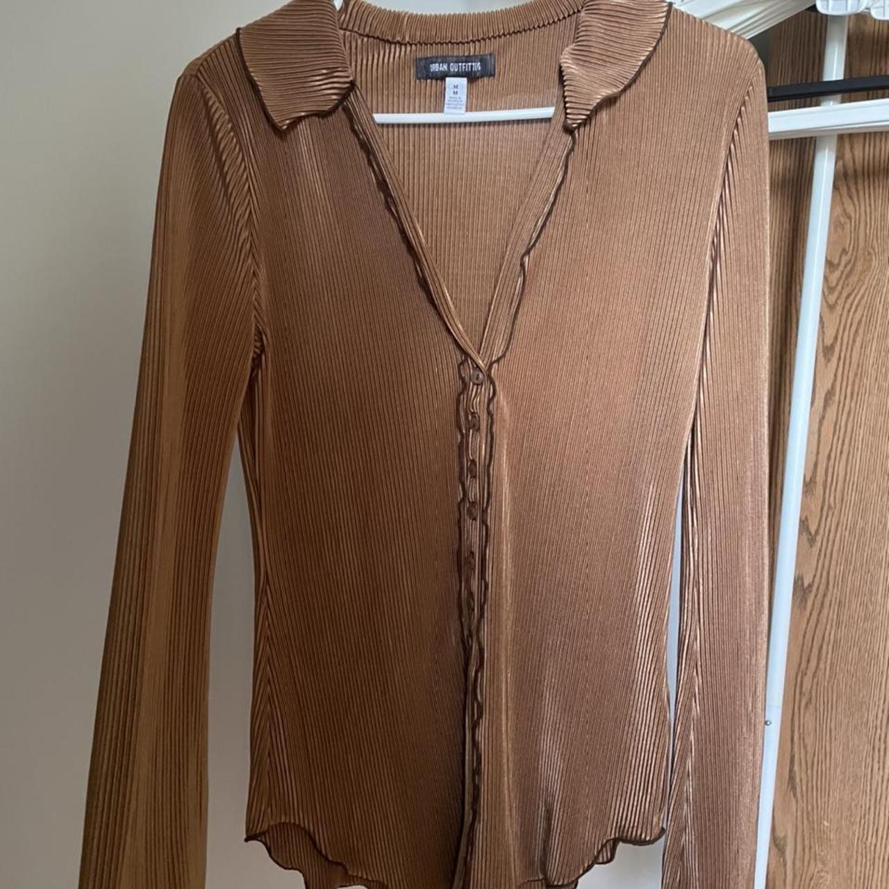 Urban Outfitters brown slinky button up. Super... - Depop