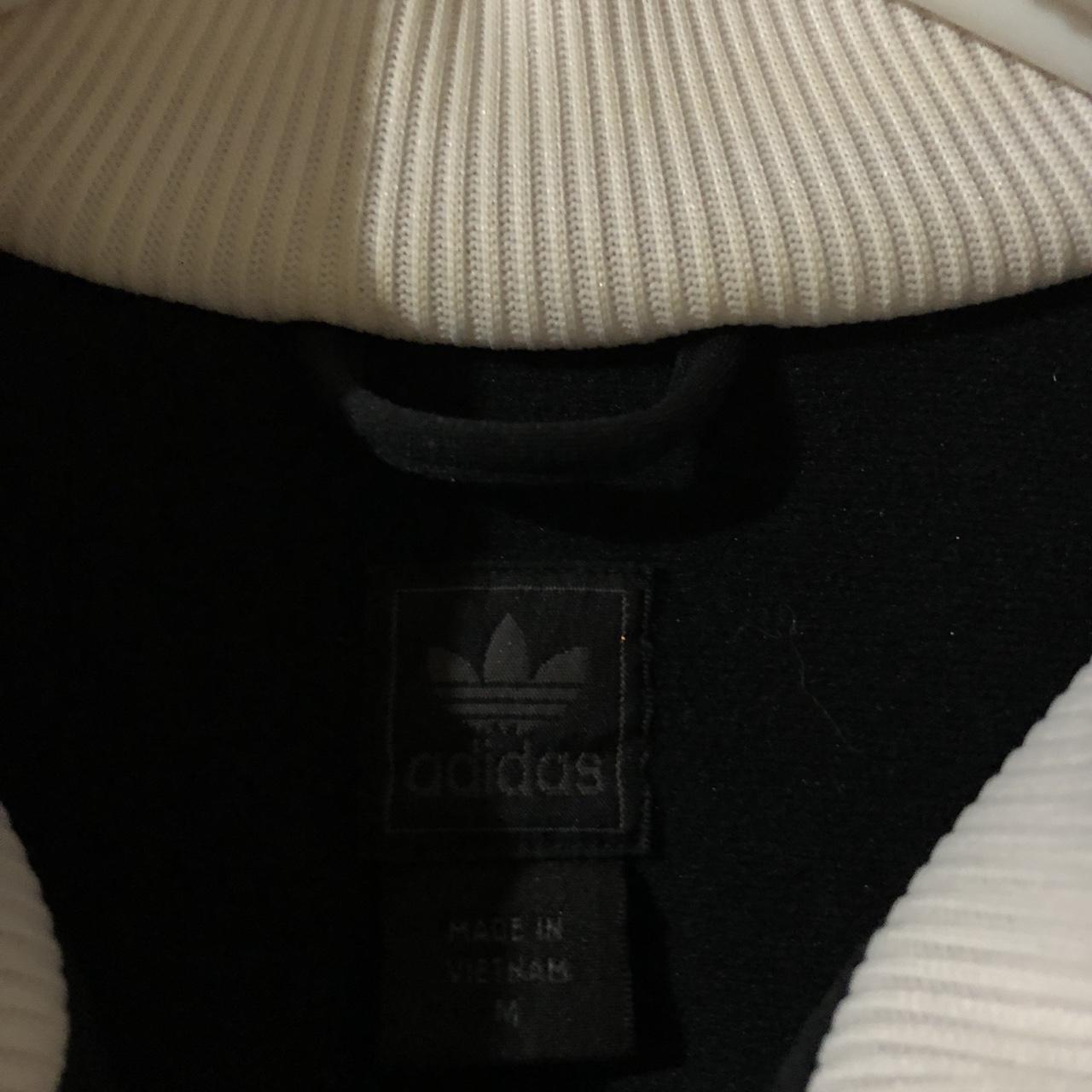 Adidas Black and White three stripe track jacket... - Depop