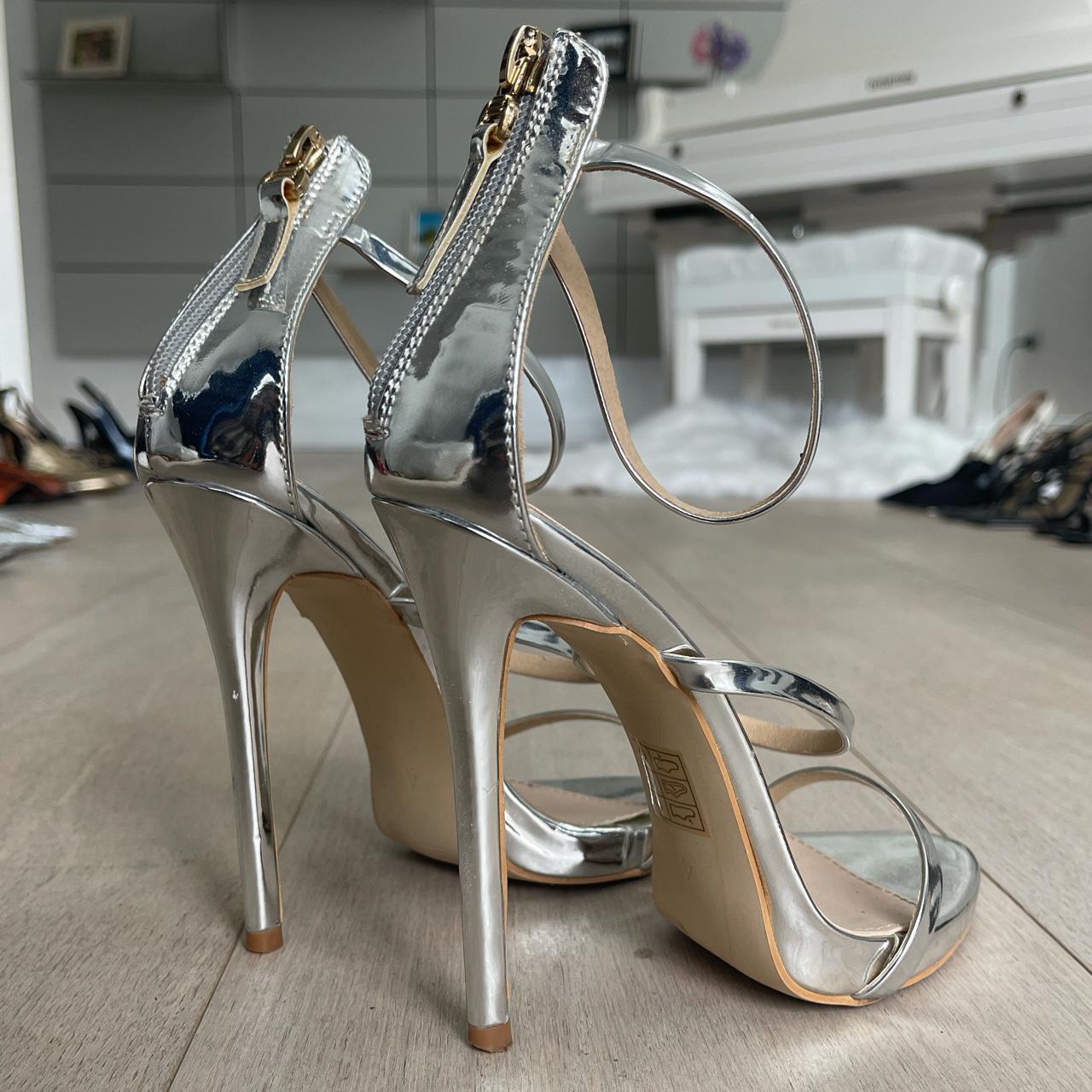 PUBLIC DESIRE SILVER STRAPPY HEEL SIZE 37. Only worn... - Depop