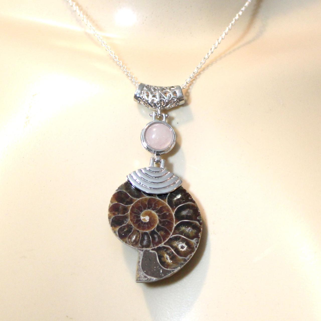 Rose Ammonite Fossil Quartz Chakra Reiki Healing... - Depop