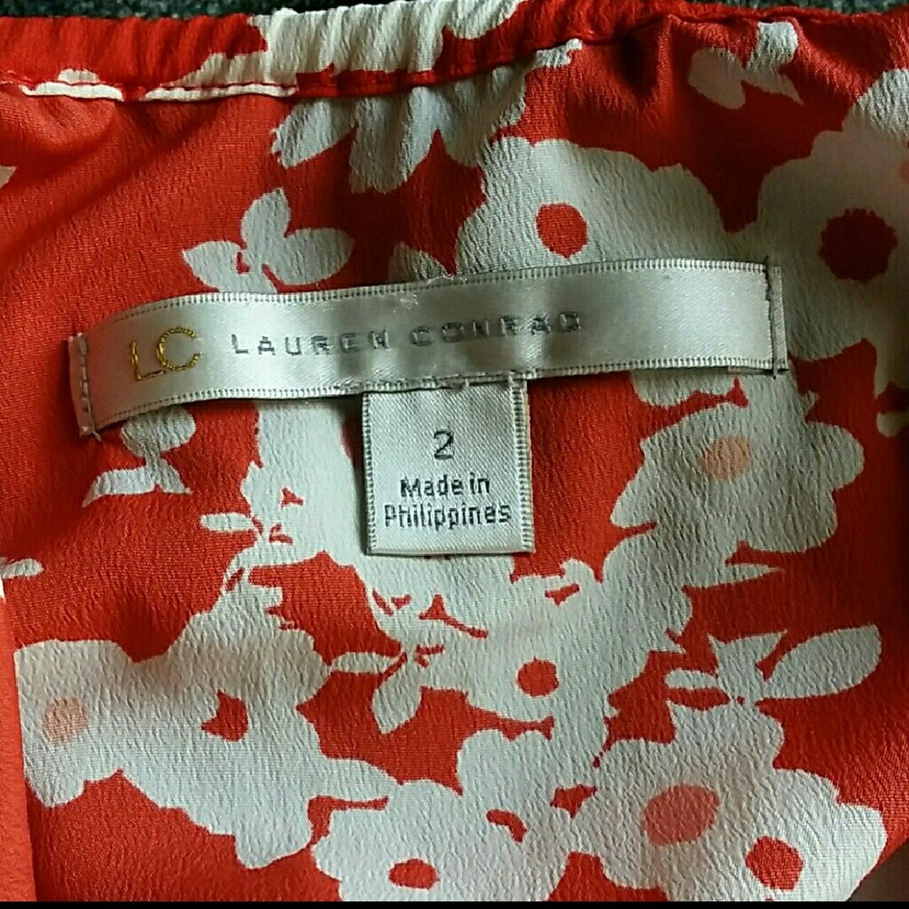 LC Lauren Conrad Women's Red and White Dress | Depop
