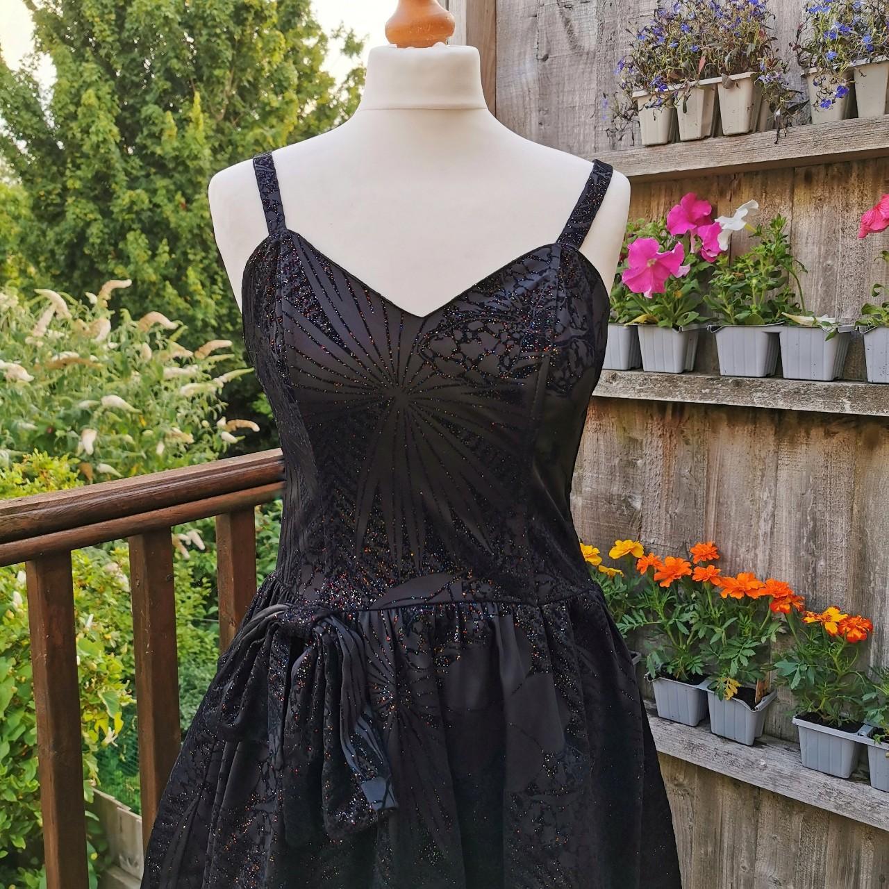 Vintage 1980s Black glitter ra-ra party dress.... - Depop
