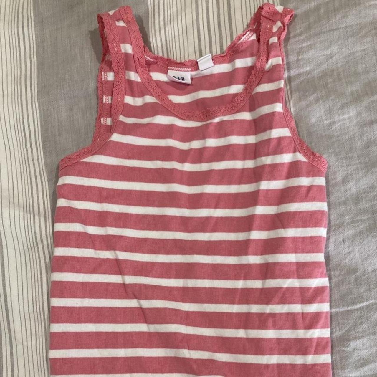 cute gap striped lace cami tank top. best fits an xs! - Depop