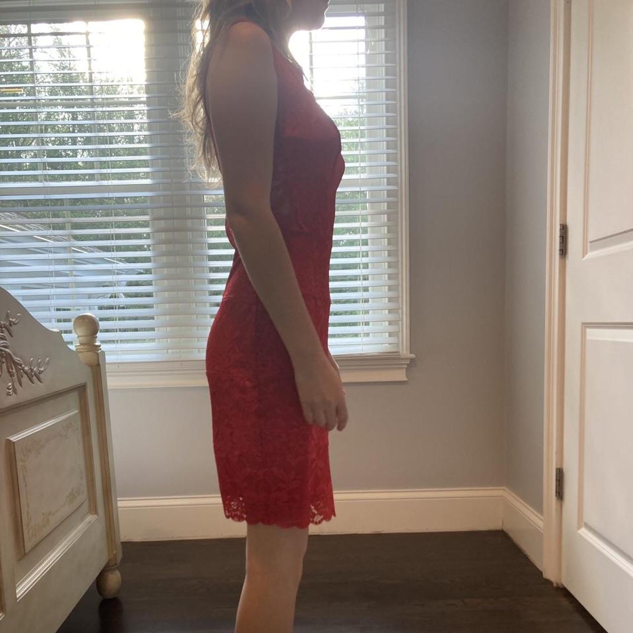 red lace mini dress. very sexy and can work for... - Depop