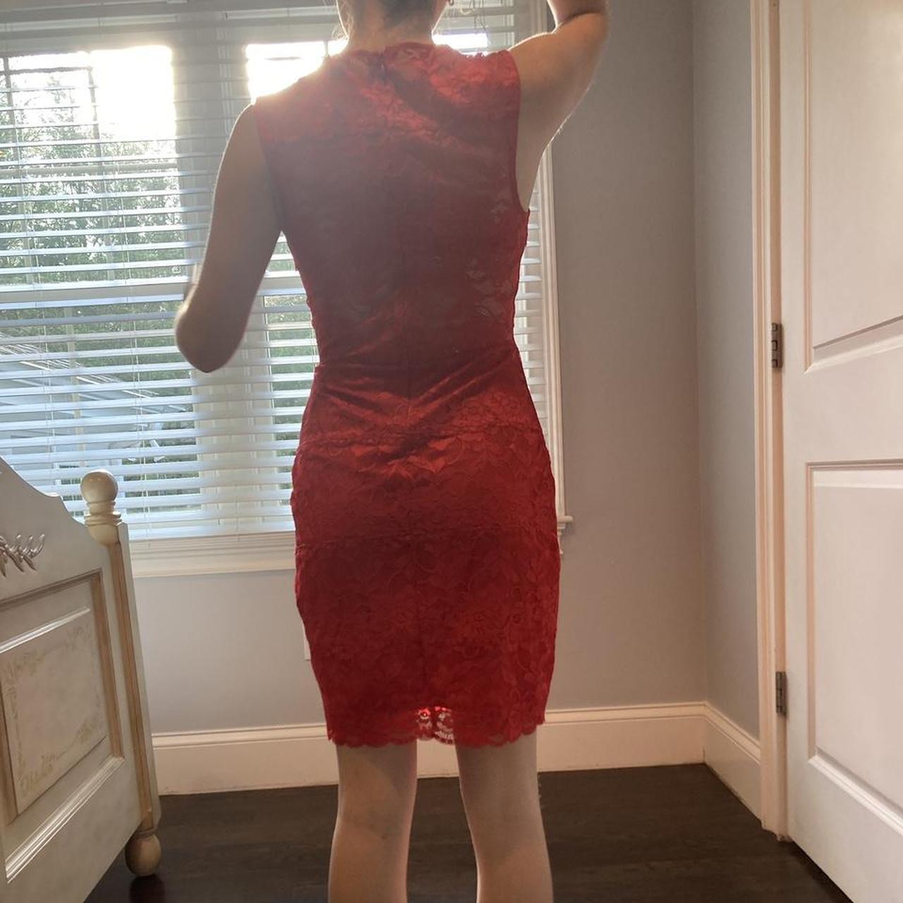 red lace mini dress. very sexy and can work for... - Depop