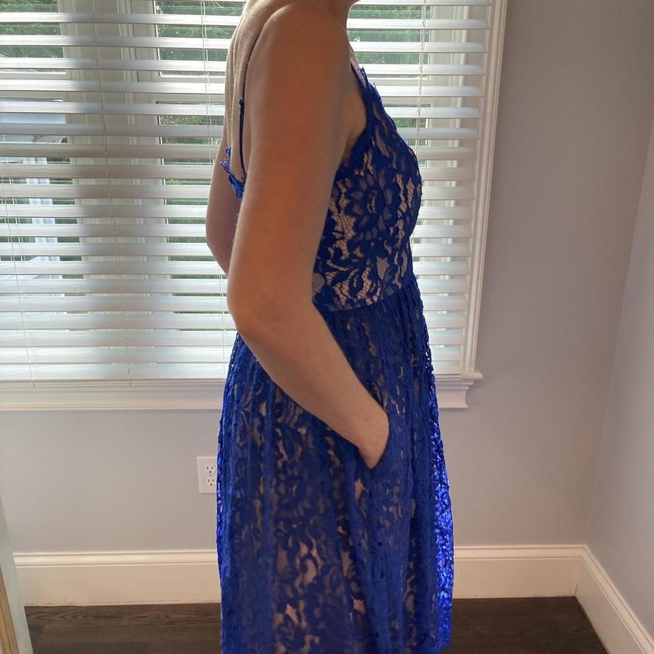 vintage 90s blue lace midi dress. awesome for a... - Depop