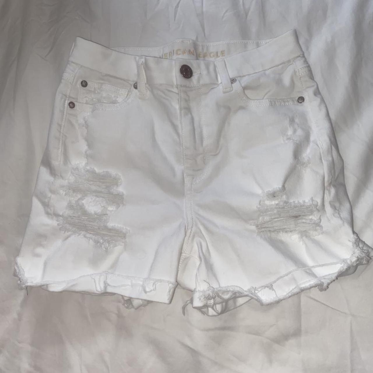 white ripped denim shorts - Depop