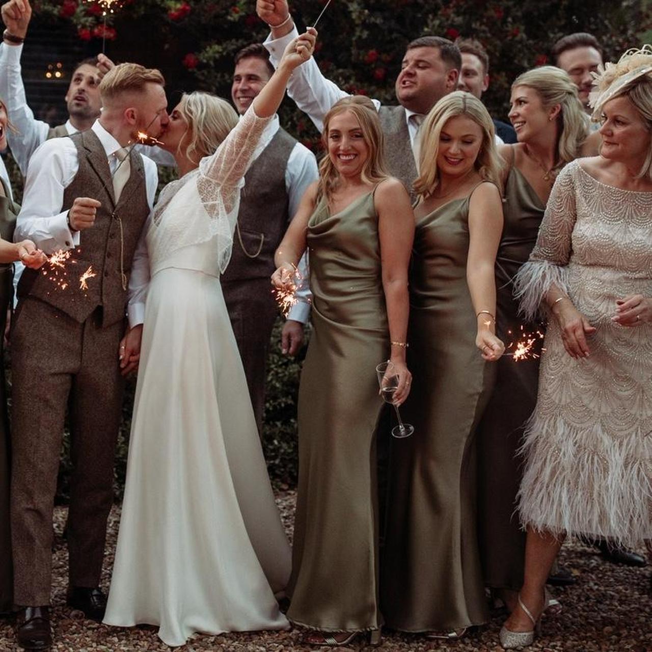 BRIDESMAID DRESSES: Pretty Lavish, olive green.... | Depop