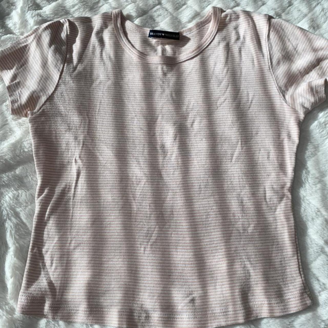 Brandy Melville Pink Stripped Top like new, worn... - Depop