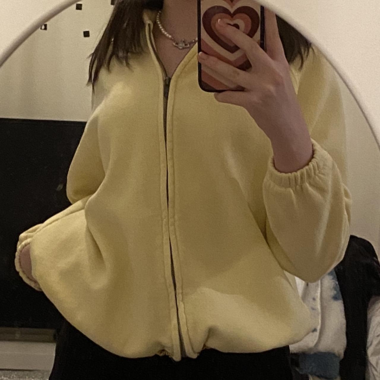 Zara lemon yellow zip up hoodie 💛🤍 kids size 13-14... - Depop
