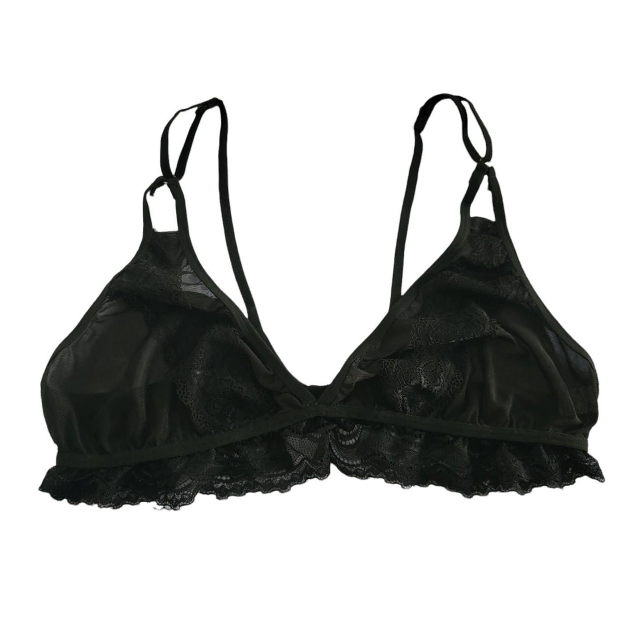 Black Lace Triangle Cup Bralette With Lace Depop