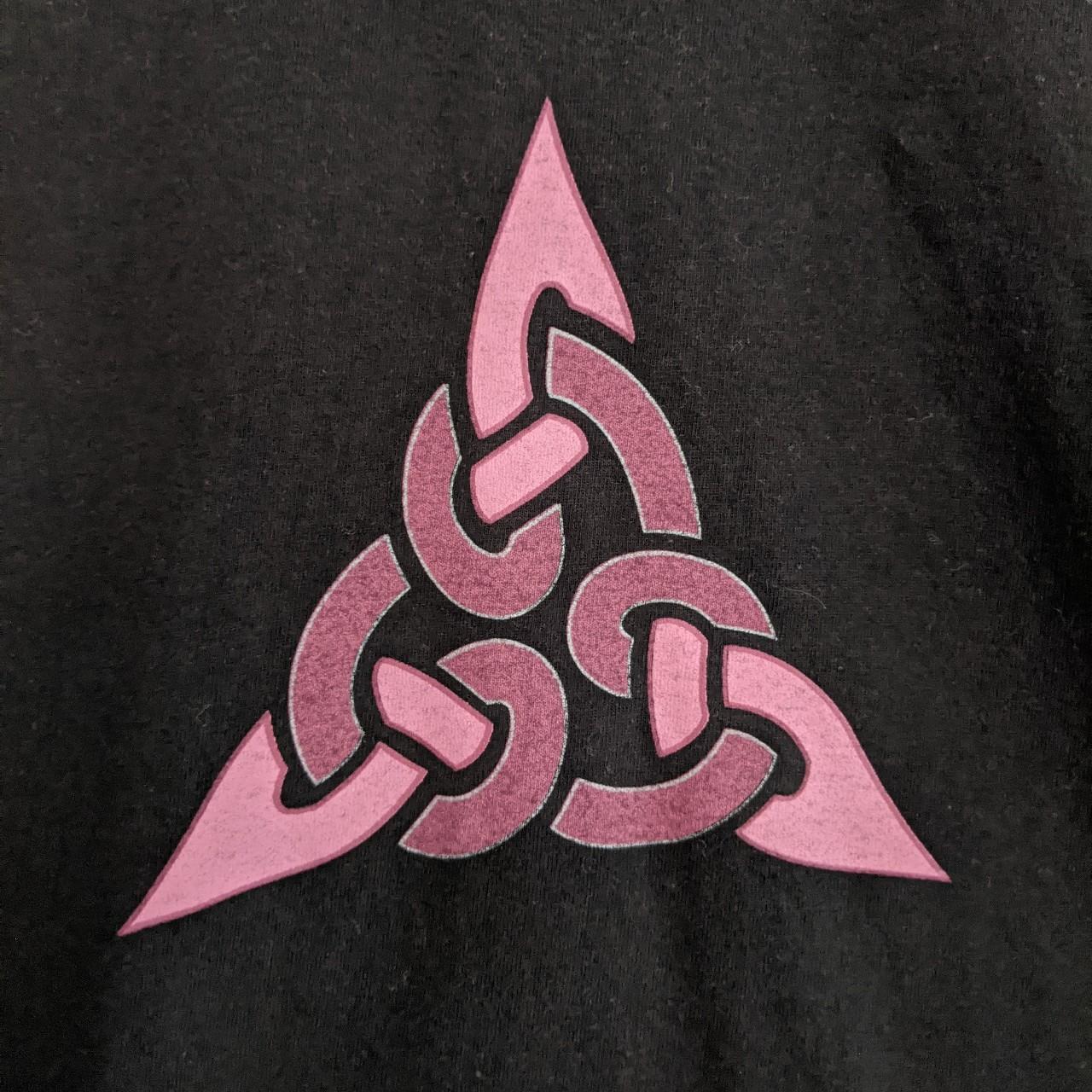 Black tee with Pink Celtic trinity knot (triquetra)... - Depop