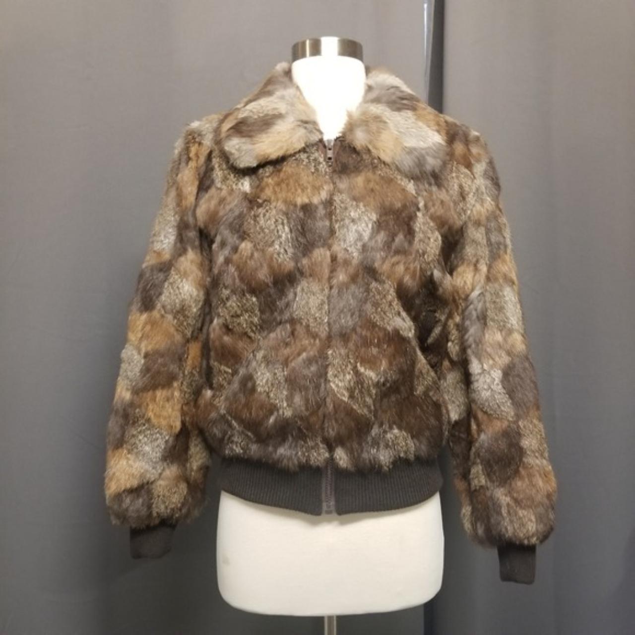 Vintage 80s Retro Brown Rabbit Fur Bomber... - Depop