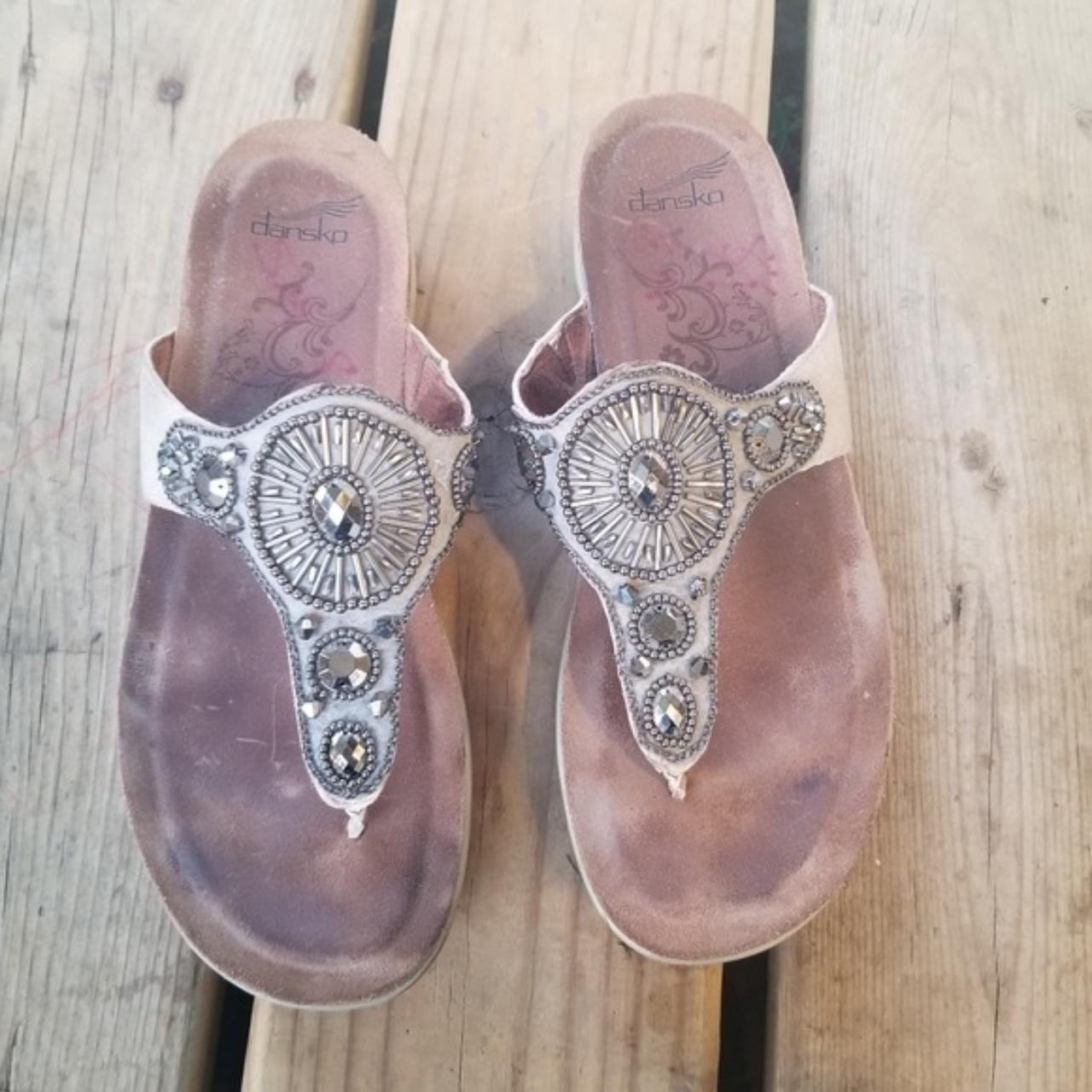 Dansko Pamela Beaded Boho Thong Flip Flop... - Depop