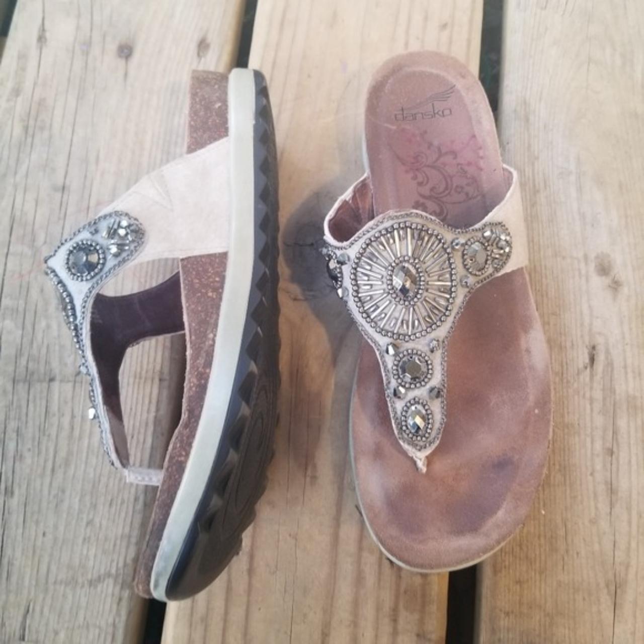 Dansko Pamela Beaded Boho Thong Flip Flop... - Depop