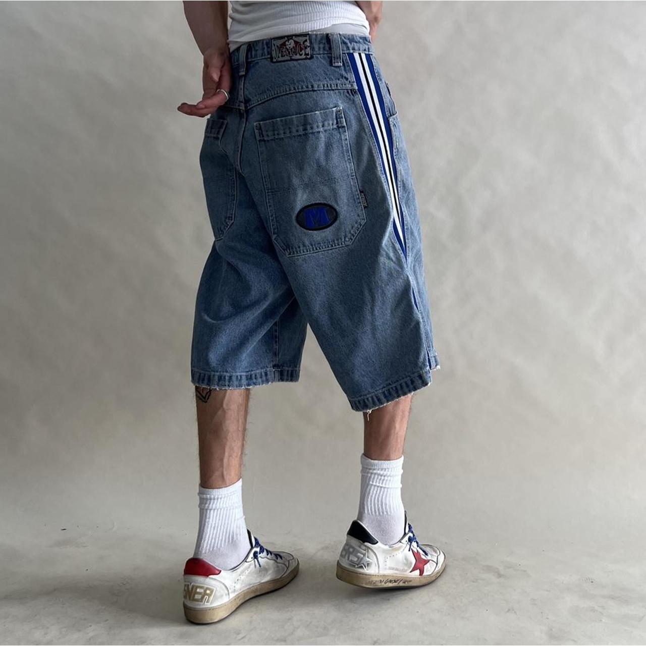 Anchor Blue Men's Blue and Navy Shorts | Depop