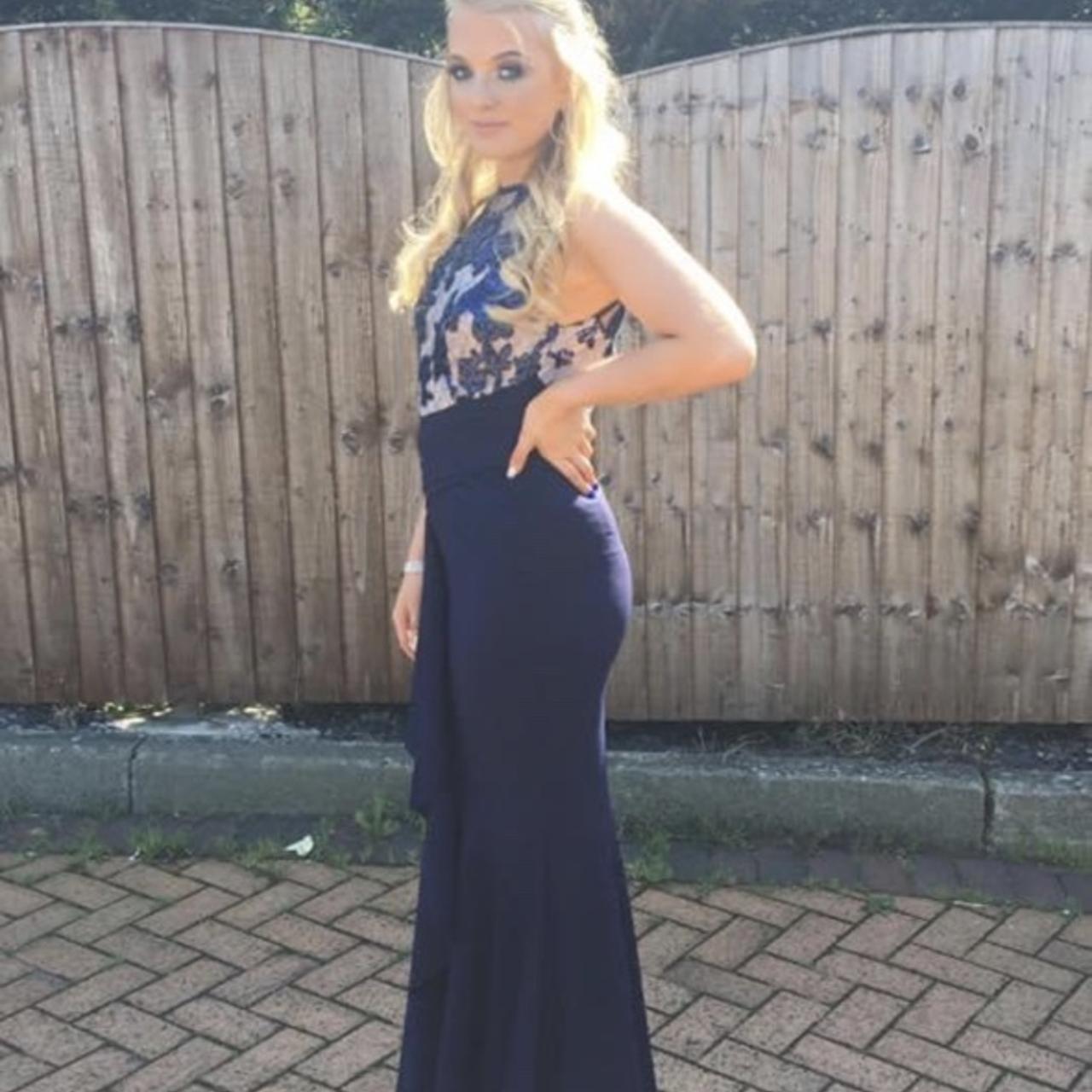 •Lipsy• Navy blue prom dress•laced at the top with... - Depop