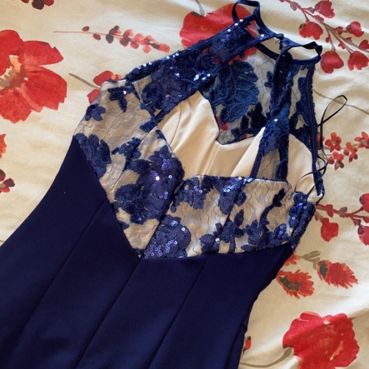 •Lipsy• Navy blue prom dress•laced at the top with... - Depop