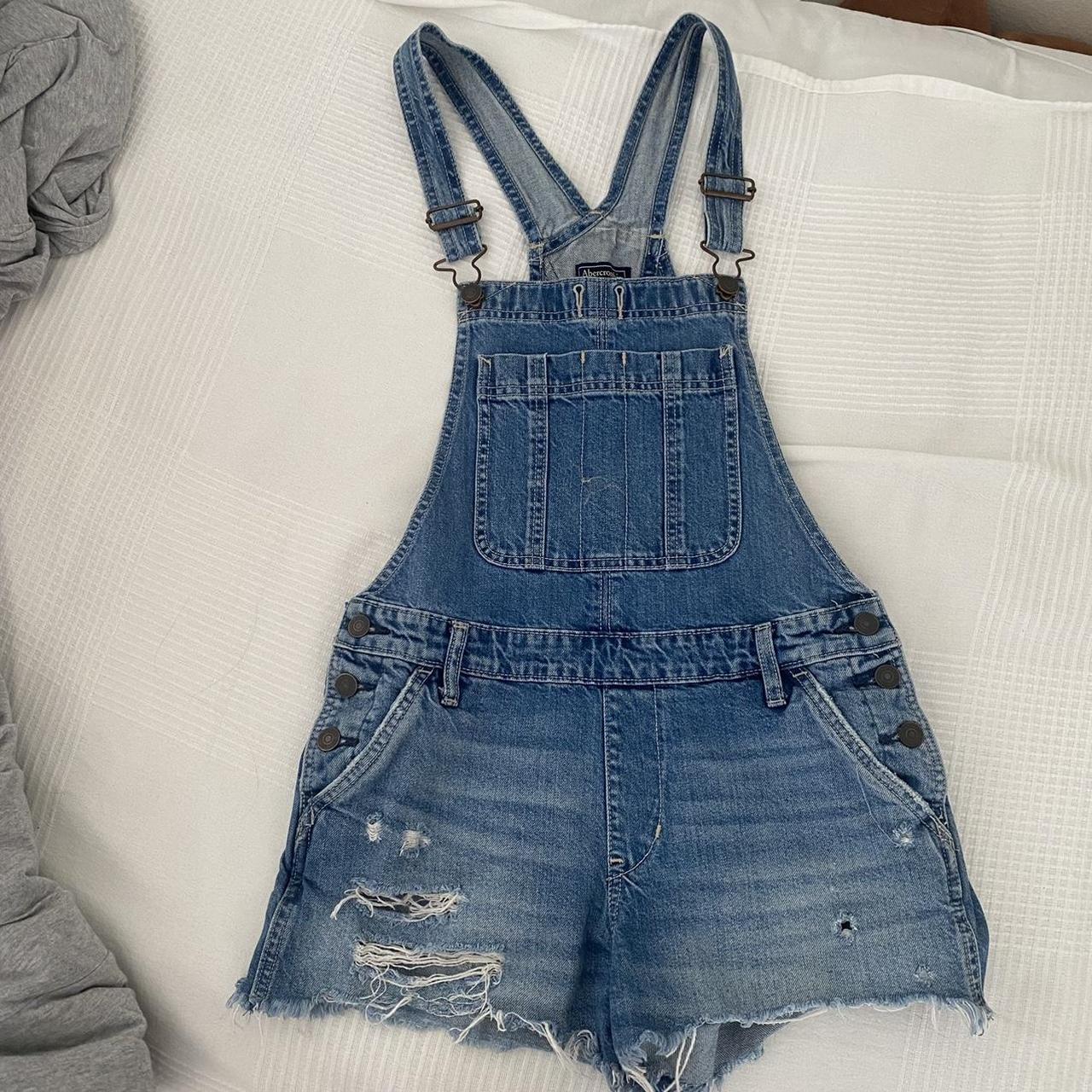 Really cute short denim overalls marked as size... - Depop