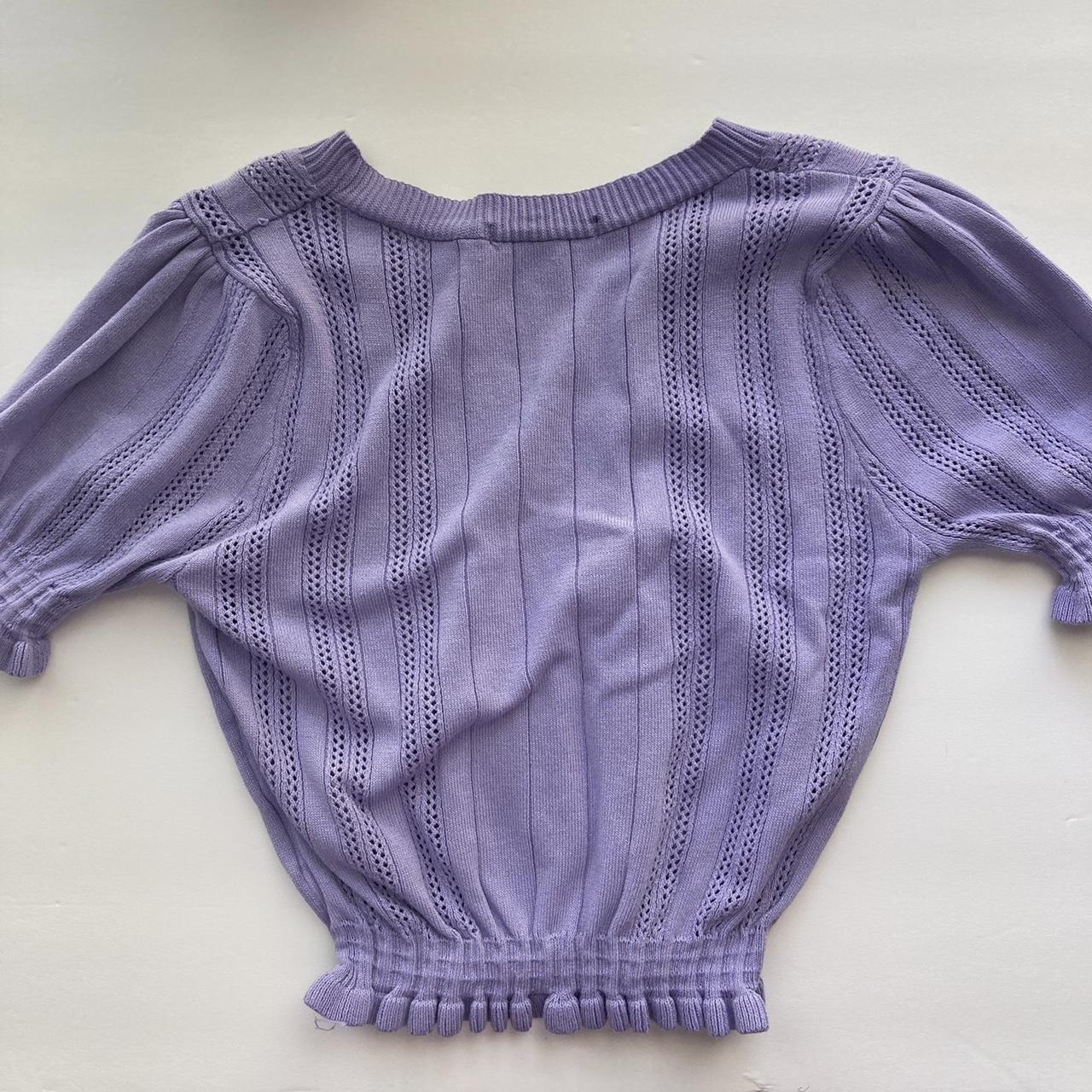 Purple puff sleeve sweater top Size small Maddy... - Depop