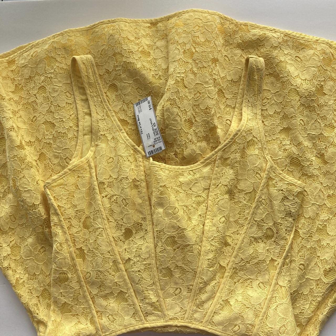 Bright yellow lace corset Sun dress! #yellowdress... - Depop