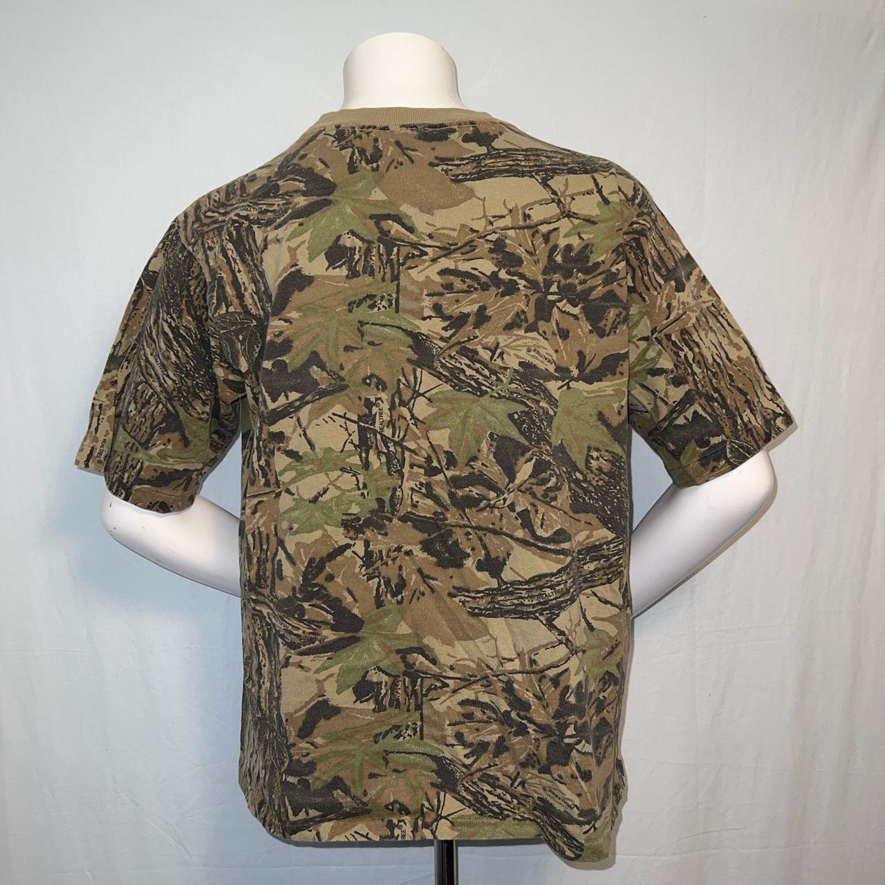 Vintage 1980’s Tree Bark Camo pocket T-shirt single... - Depop