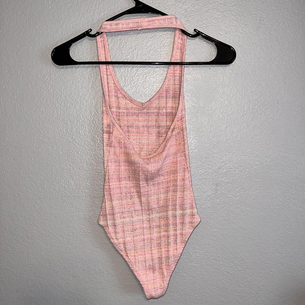 pink backless bodysuit halter top one piece forever... | Depop