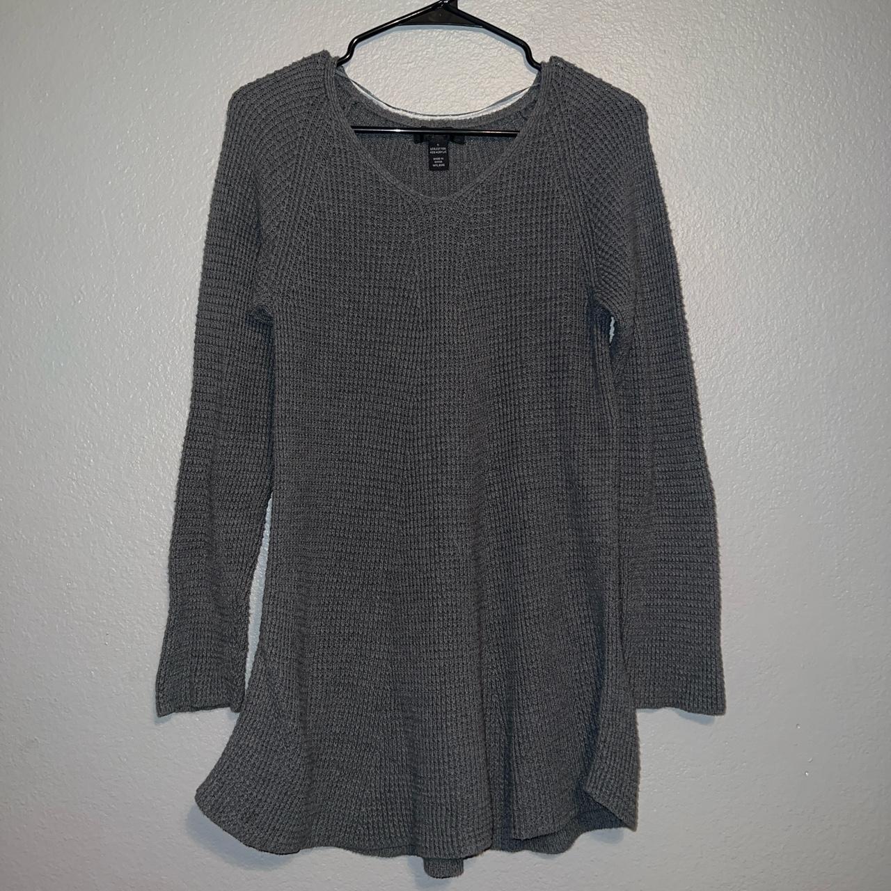 thick long grey knitted sweater long sleeve size S... - Depop