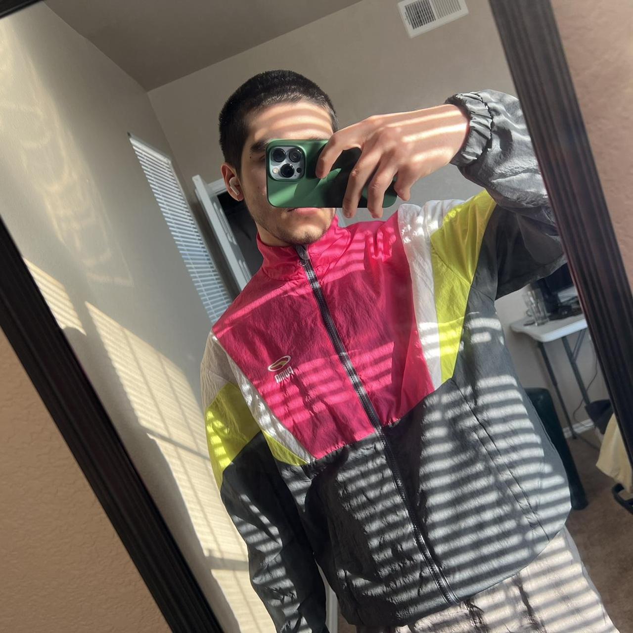 Puma Men's Pink and Grey Jacket | Depop