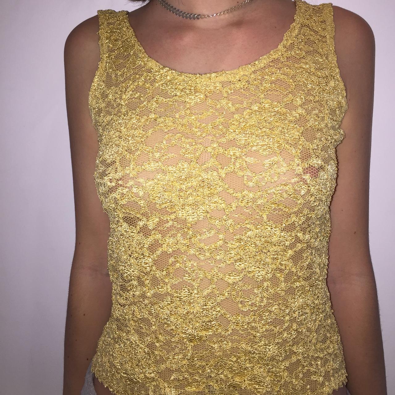 Yellow mesh top - Depop
