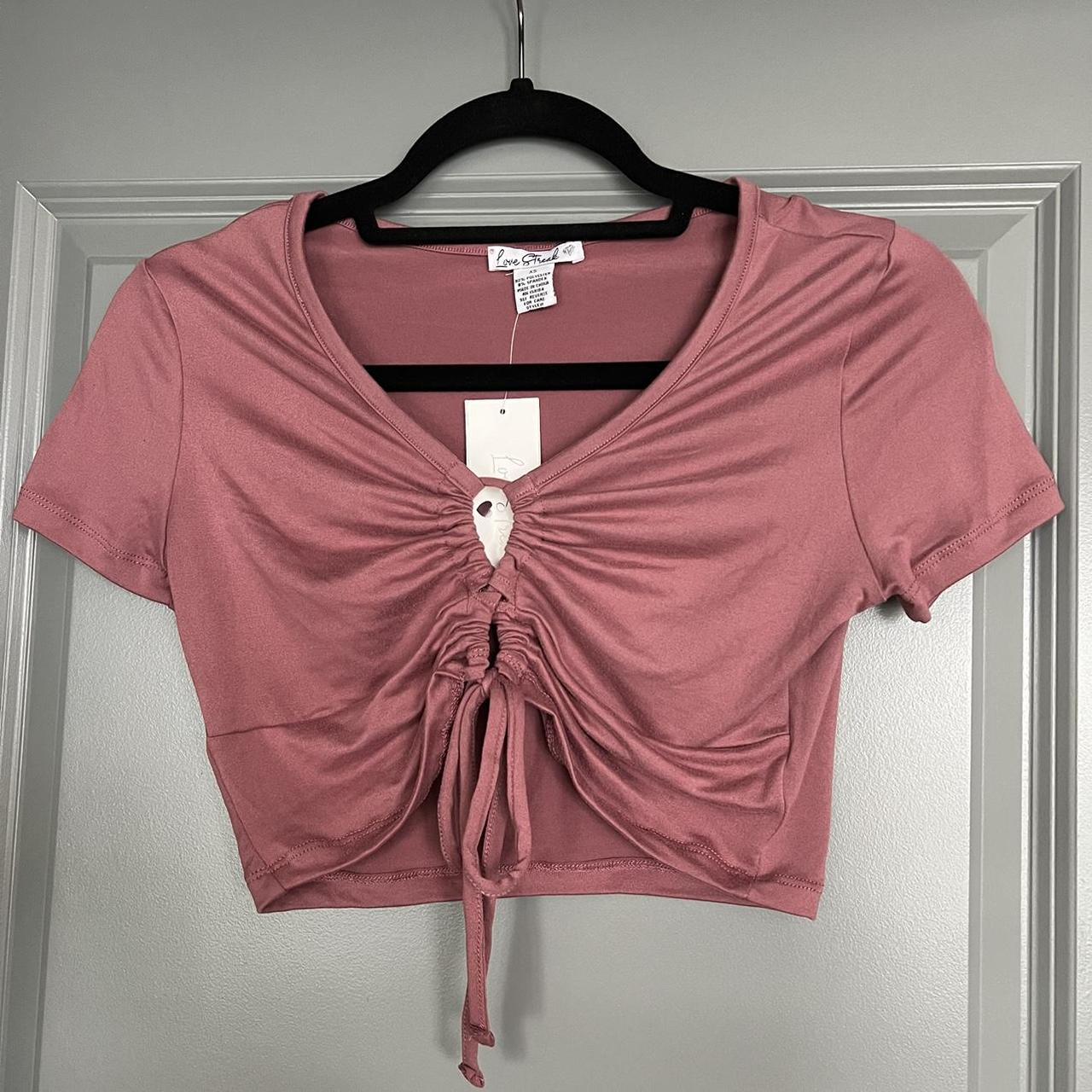 Cute pink tie crop top Never worn still has tags... - Depop