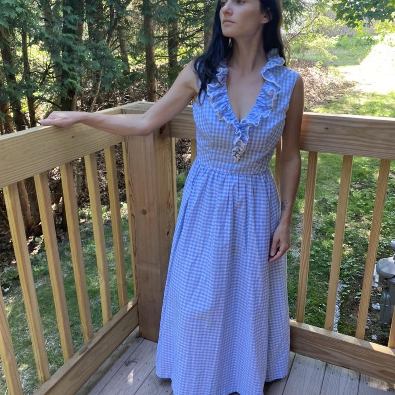 Cute summery cotton 1970s blue gingham Miss Elliette... - Depop