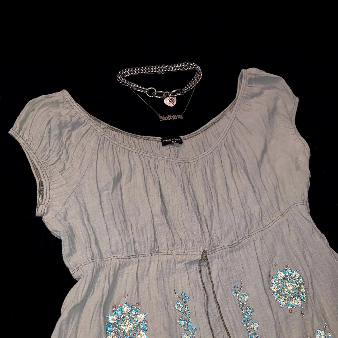 90sVintage Sage Goth Grunge Peasant Bardot Fairy... - Depop