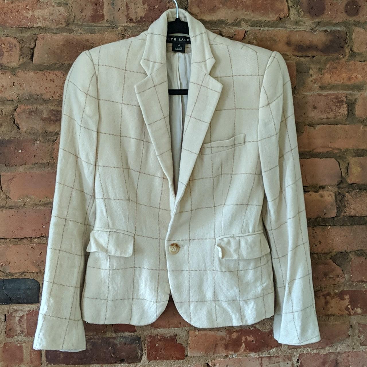 #Preppy cream checked Ralph Lauren Blazer Excellent... - Depop