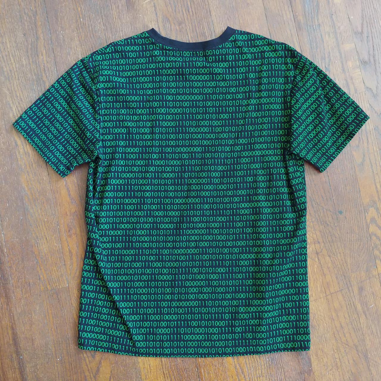 Binary code print shirt, says Hysteria on the... - Depop