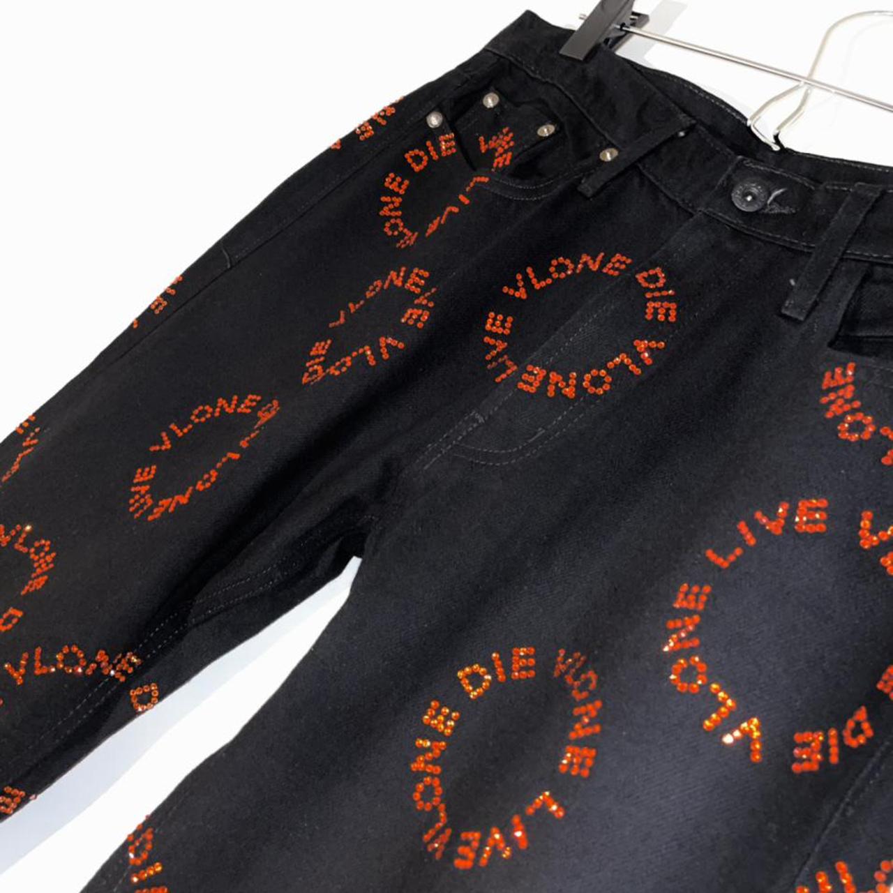 Vlone rhinestone jeans 100% Authentic Size:... - Depop