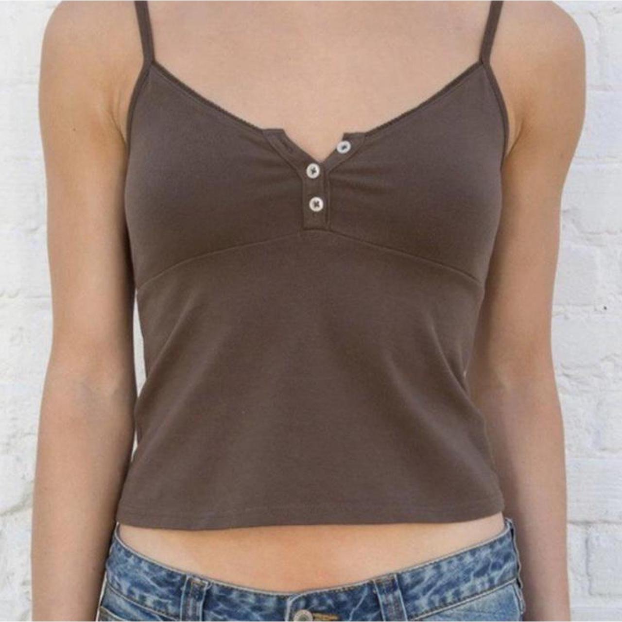 Brown brandy Melville cami. Tiny stain that can... - Depop