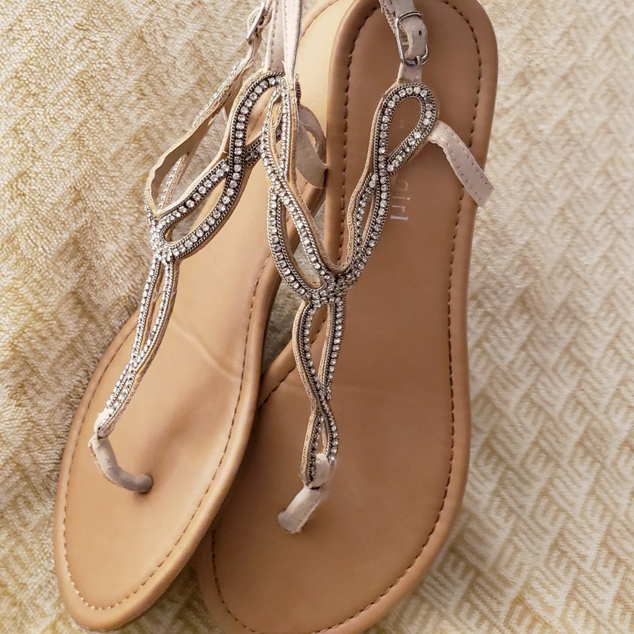 Fancy sandals with rhinestone strap designs! 💜💜 Worn... - Depop