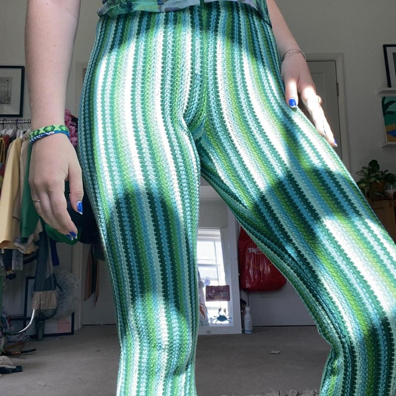 Awesome green striped flares from urban ️‍🔥so so cool... - Depop