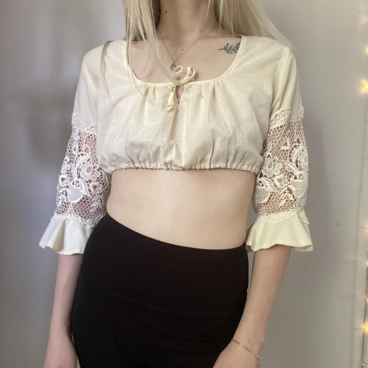 Vintage Cream Colored Cropped Blouse 🕯 European... - Depop