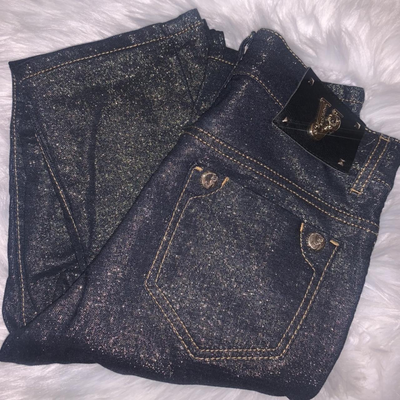 versace couture jeans // dark blue denim with gold... - Depop