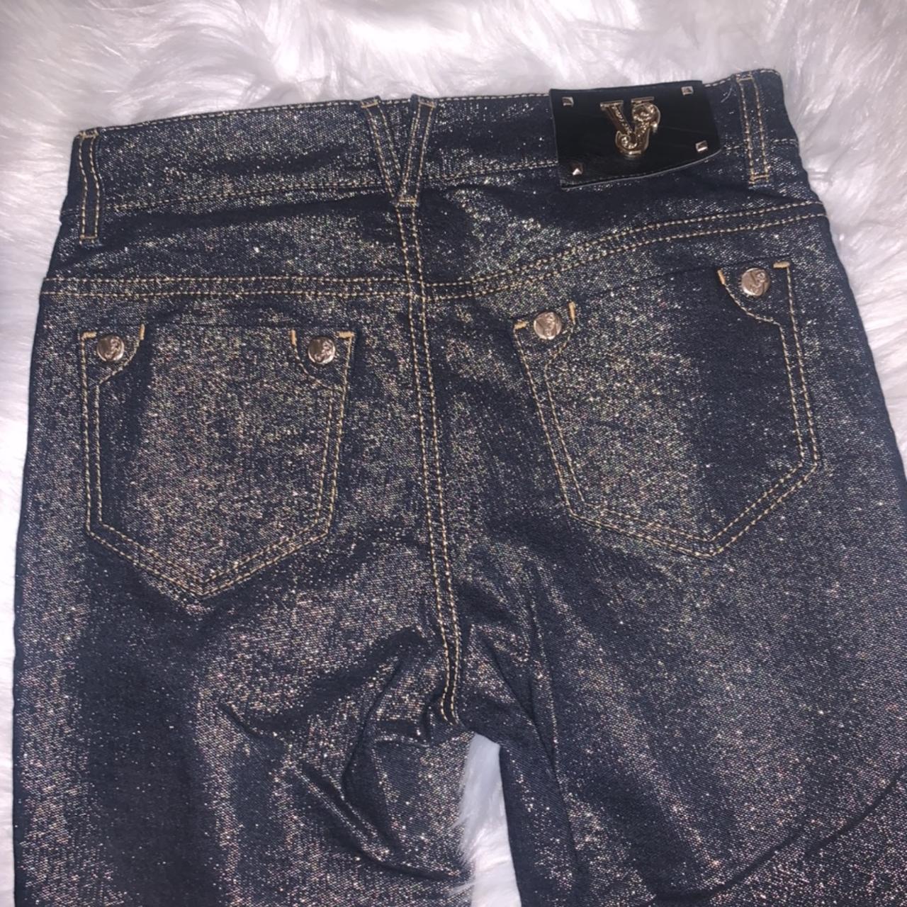 versace couture jeans // dark blue denim with gold... - Depop
