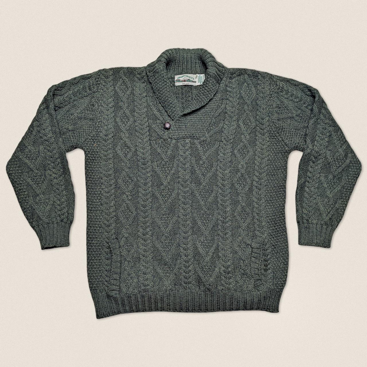 Vintage Grandpa Dad Chunky Wool cowl neck Sweater ... - Depop