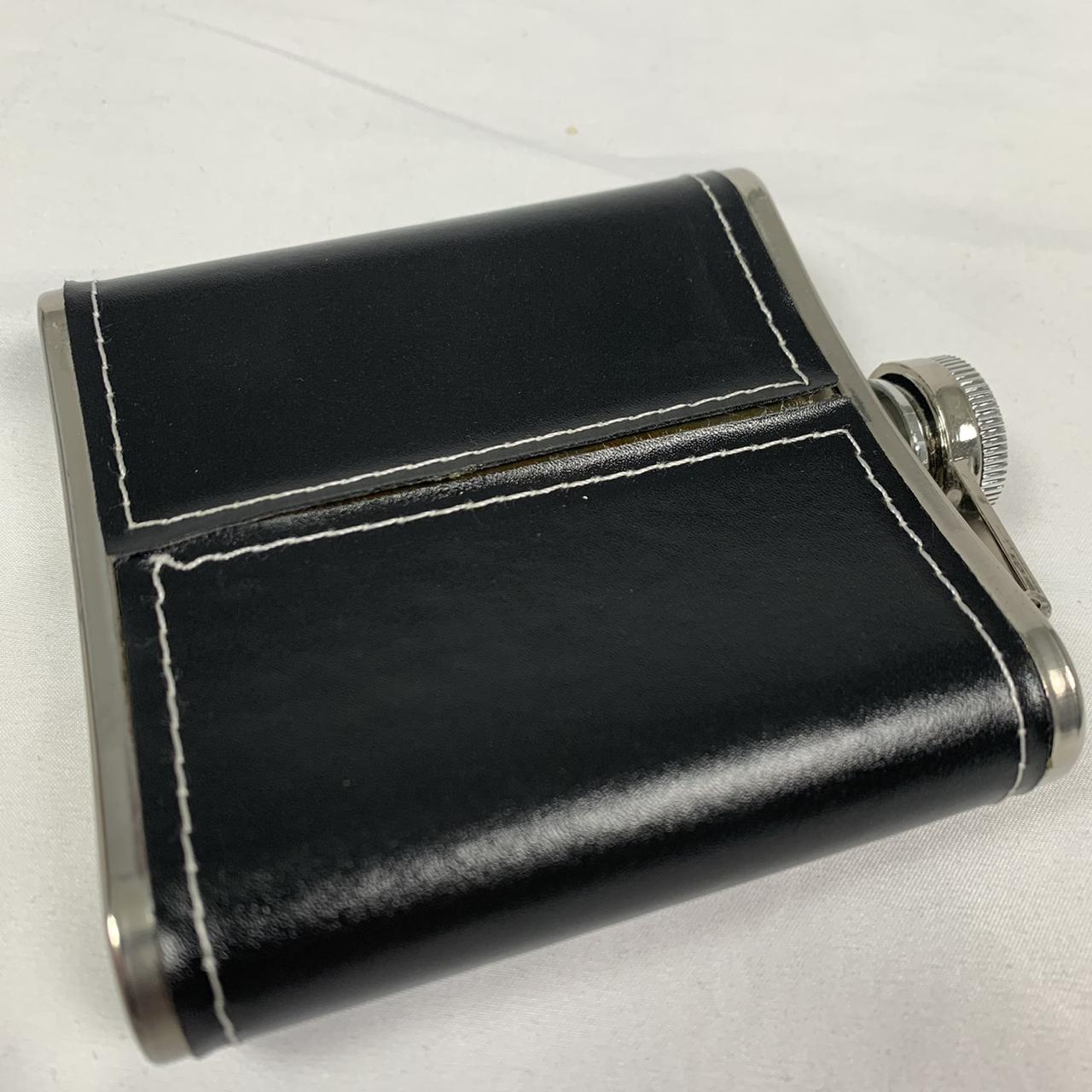 Jack Daniel’s Flask Black faux leather wrap with JD... - Depop
